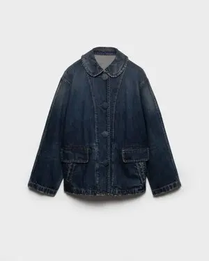 Prada Washed Denim Blouson Jacket - Navy