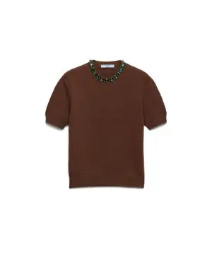 Prada Wool And Cashmere Crew-neck Sweater - Brown