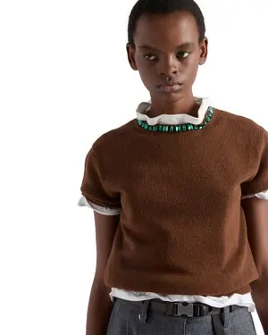 Prada Wool And Cashmere Crew-neck Sweater - Brown
