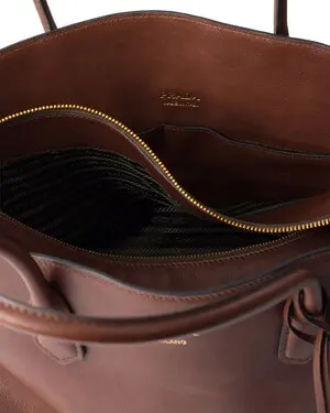 Prada Leather Tote Bag - Brown