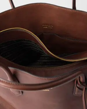 Prada Leather Tote Bag - Cocoa