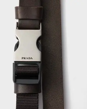 Prada Leather And Woven Nylon Tape Belt