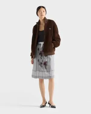 Prada Embroidered Chiffon Midi-skirt - Aluminum
