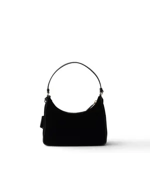 Prada Re-edition 2005 Velvet And Saffiano Mini Bag - Black