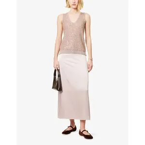 Max Mara Sequin-knit V-neck Top