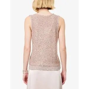 Max Mara Sequin-knit V-neck Top
