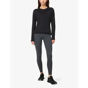 On Performance Long-sleeve Stretch-woven Top - Black/eclipse
