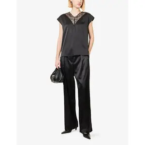 Max Mara Fluid Lace-trim Satin Top