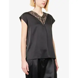 Max Mara Fluid Lace-trim Satin Top
