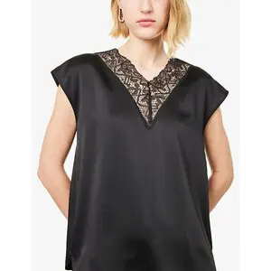 Max Mara Fluid Lace-trim Satin Top