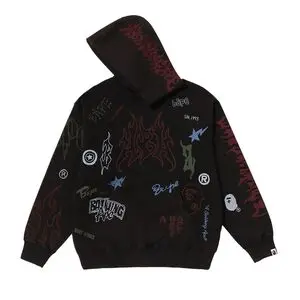 A BATHING APE Allover Print Relaxed Fit Pullover Hoodie