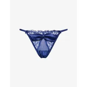 Lounge Attract Lace Thong - Dark Blue