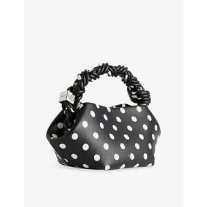 GANNI Mini Polka Dot-print Leather-blend Top-handle Bag
