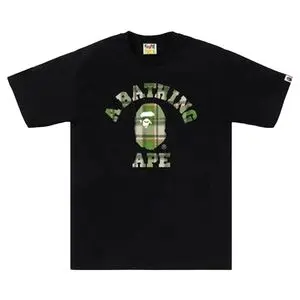 A BATHING APE Check College Tee - Black