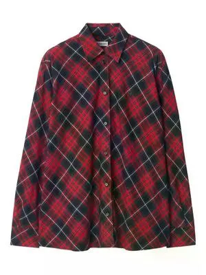 Burberry Checked Cotton Shirt - Red