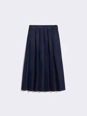 Max Mara Pleated Denim Maxi Skirt - Navy
