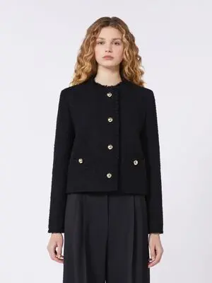 Max Mara Wool-blend Crew-neck Jacket - Black