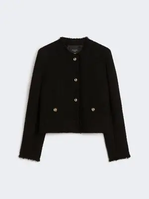 Max Mara Wool-blend Crew-neck Jacket - Black