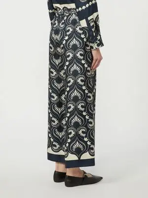 Max Mara Printed Wide Leg Trousers - Navy