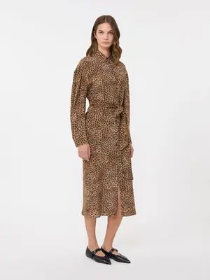 Max Mara Printed Silk Crêpe De Chine Shirt Dress - Camel