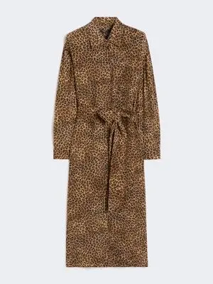 Max Mara Printed Silk Crêpe De Chine Shirt Dress - Camel