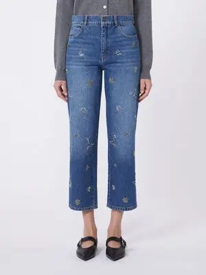 Max Mara Embroidered Denim Straight Leg Jeans