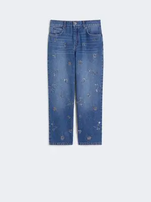 Max Mara Embroidered Denim Straight Leg Jeans
