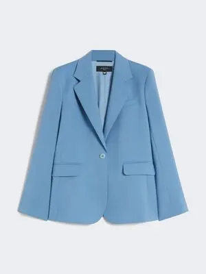 Max Mara Stretch Wool Single-breasted Blazer - Light Blue