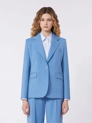 Max Mara Stretch Wool Single-breasted Blazer - Light Blue