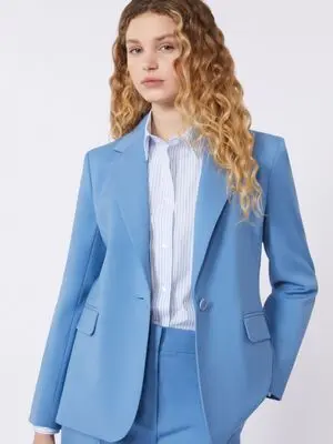 Max Mara Stretch Wool Single-breasted Blazer - Light Blue