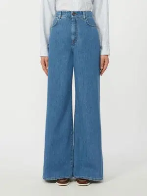 Max Mara Soft Cotton Denim Wide-leg Jeans - Navy