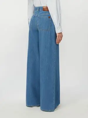 Max Mara Soft Cotton Denim Wide-leg Jeans - Navy