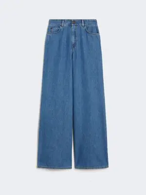 Max Mara Soft Cotton Denim Wide-leg Jeans - Navy