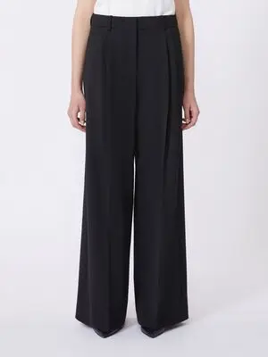 Max Mara Wool-blend Wide-leg Trousers - Black