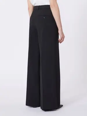 Max Mara Wool-blend Wide-leg Trousers - Black