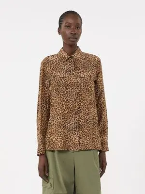 Max Mara Printed Silk Pocket Shirt - Camel