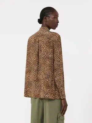 Max Mara Printed Silk Pocket Shirt - Camel