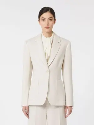 Max Mara Single-breasted Piqué Jersey Blazer - Ivory
