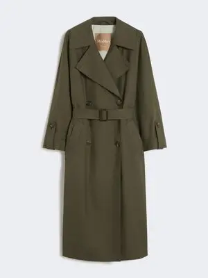 Max Mara Water-repellent Twill Belted Trench Coat - Green
