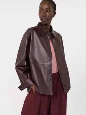 Max Mara Nappa Leather Shirt Jacket