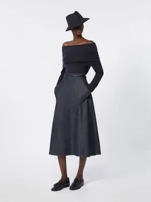 Max Mara Denim-look Cotton Midi Skirt