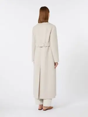Max Mara Long Wool Coat With Half-belt Detail - Sand
