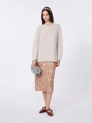 Max Mara Calf-length Sequin-embroidered Tulle Skirt