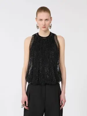 Max Mara Mesh Top With Crystals - Black