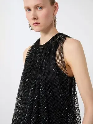Max Mara Mesh Top With Crystals - Black