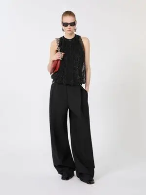 Max Mara Mesh Top With Crystals - Black