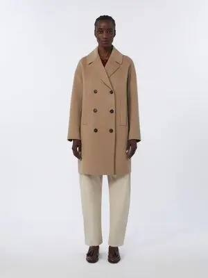 Max Mara Wool Broadcloth Midi Coat - Beige