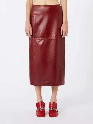 Max Mara Straight Midi Leather Skirt
