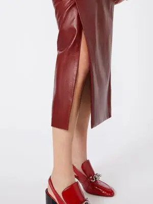 Max Mara Straight Midi Leather Skirt