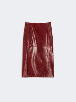 Max Mara Straight Midi Leather Skirt